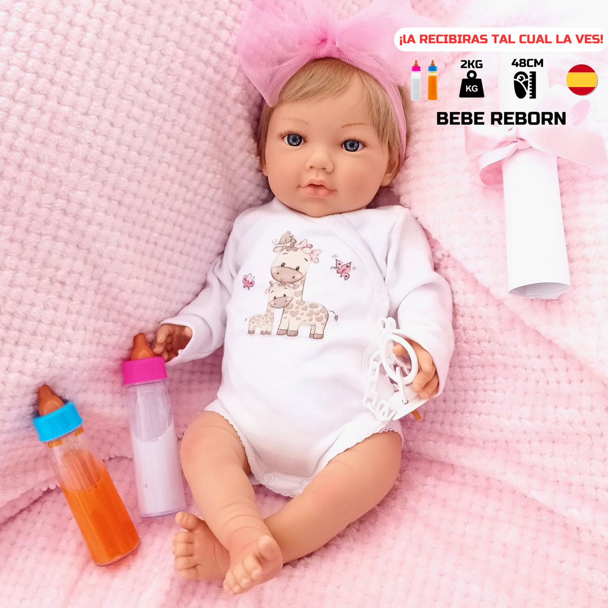 Bebe Reborn Muñeca Reborn Alma - 48cm y 2kg - Vinilo Blando, Cuerpo Te ...