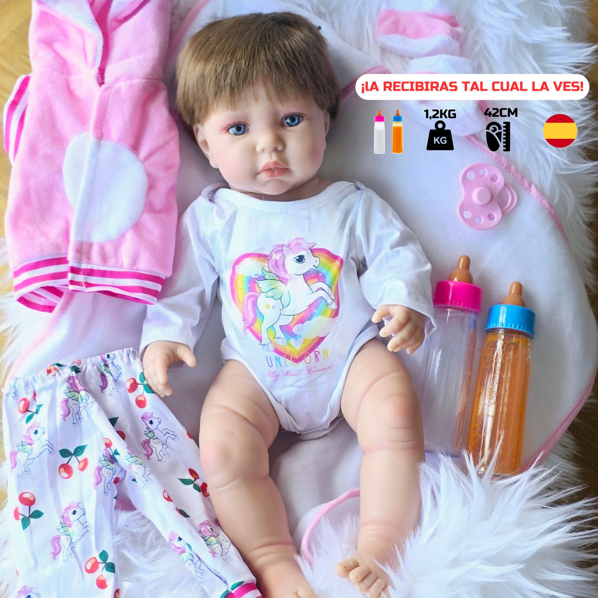 Muñeca Reborn Simulación Lucia - Vinilo Blando, Chupete Imantado, Cuer ...